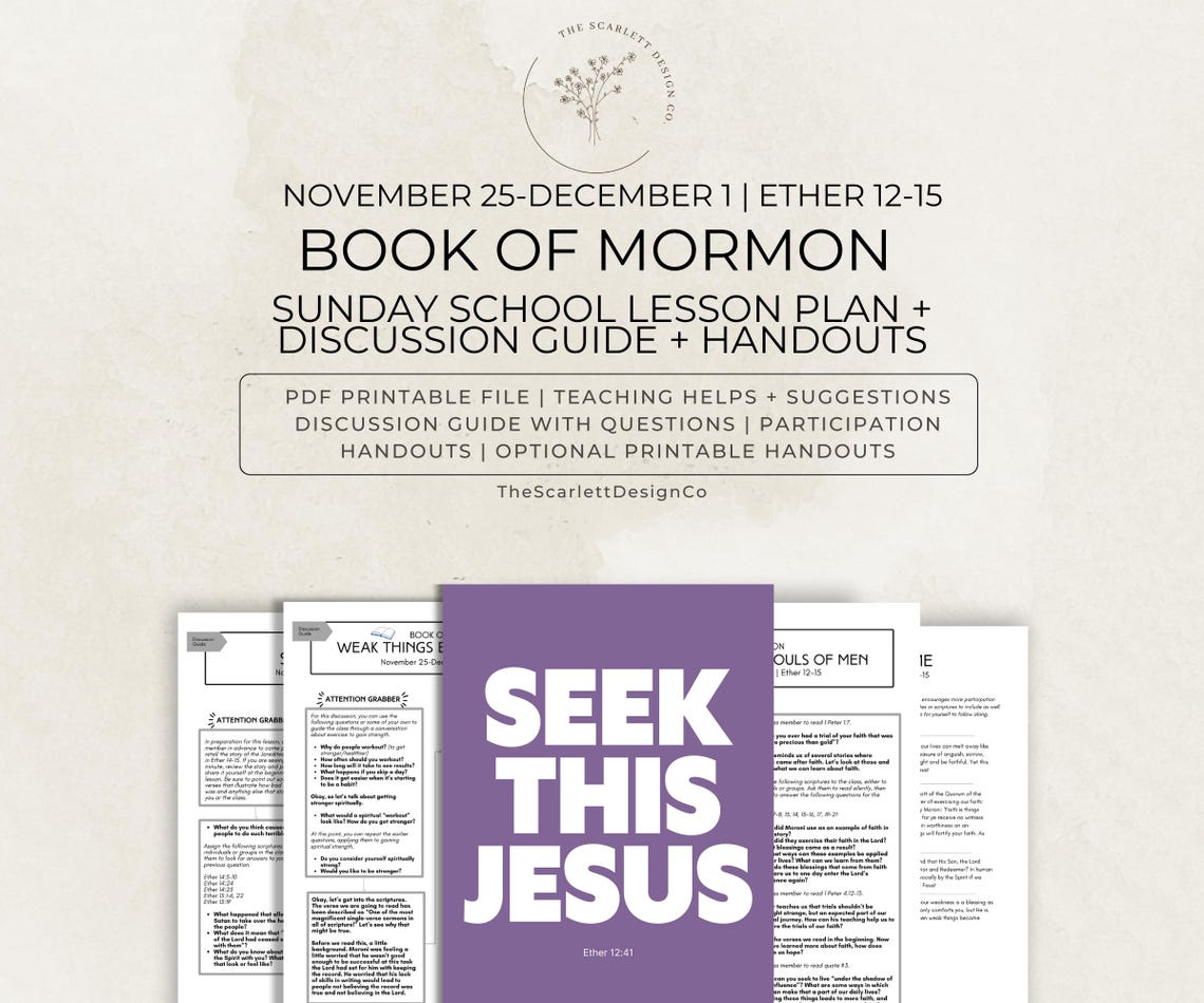 Book of Mormon Lesson Plan Gospel Doctrine & Sunday School Teaching ...