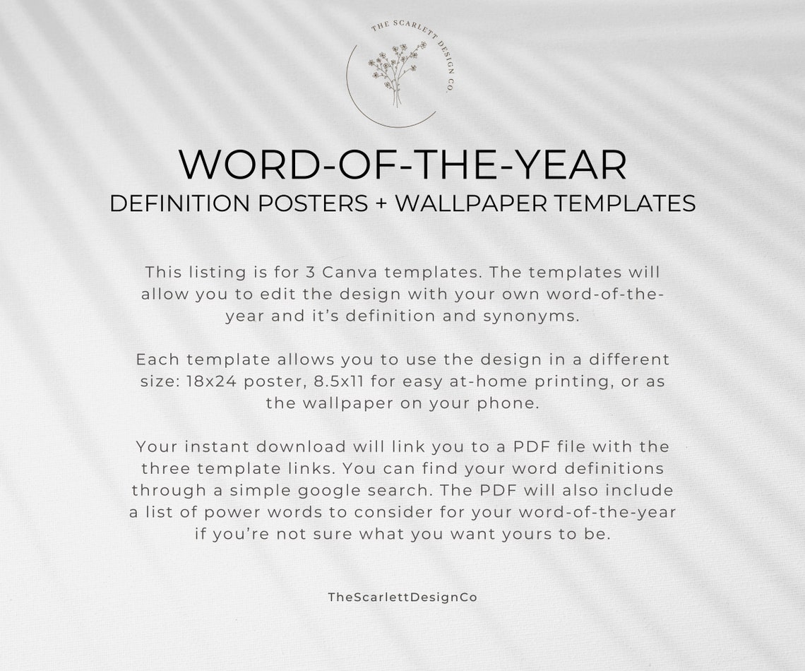 Word of the Year Poster | Minimalist 2025 Vision Board (canva Templates ...