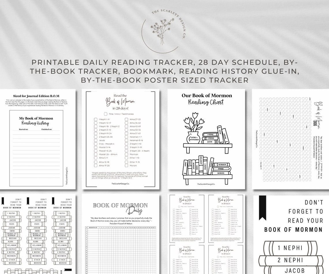 Book of Mormon Reading Charts | Printable Scripture Study Helps ...