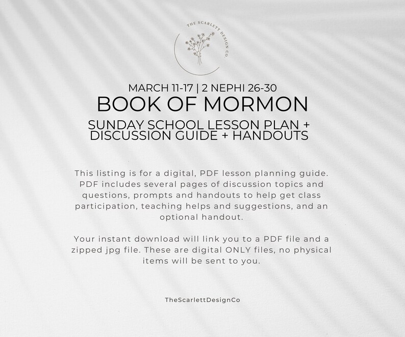 Book of Mormon Lesson Plan Gospel Doctrine & Sunday School Teaching ...