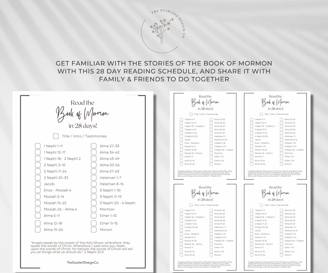 Book of Mormon Reading Charts | Printable Scripture Study Helps ...