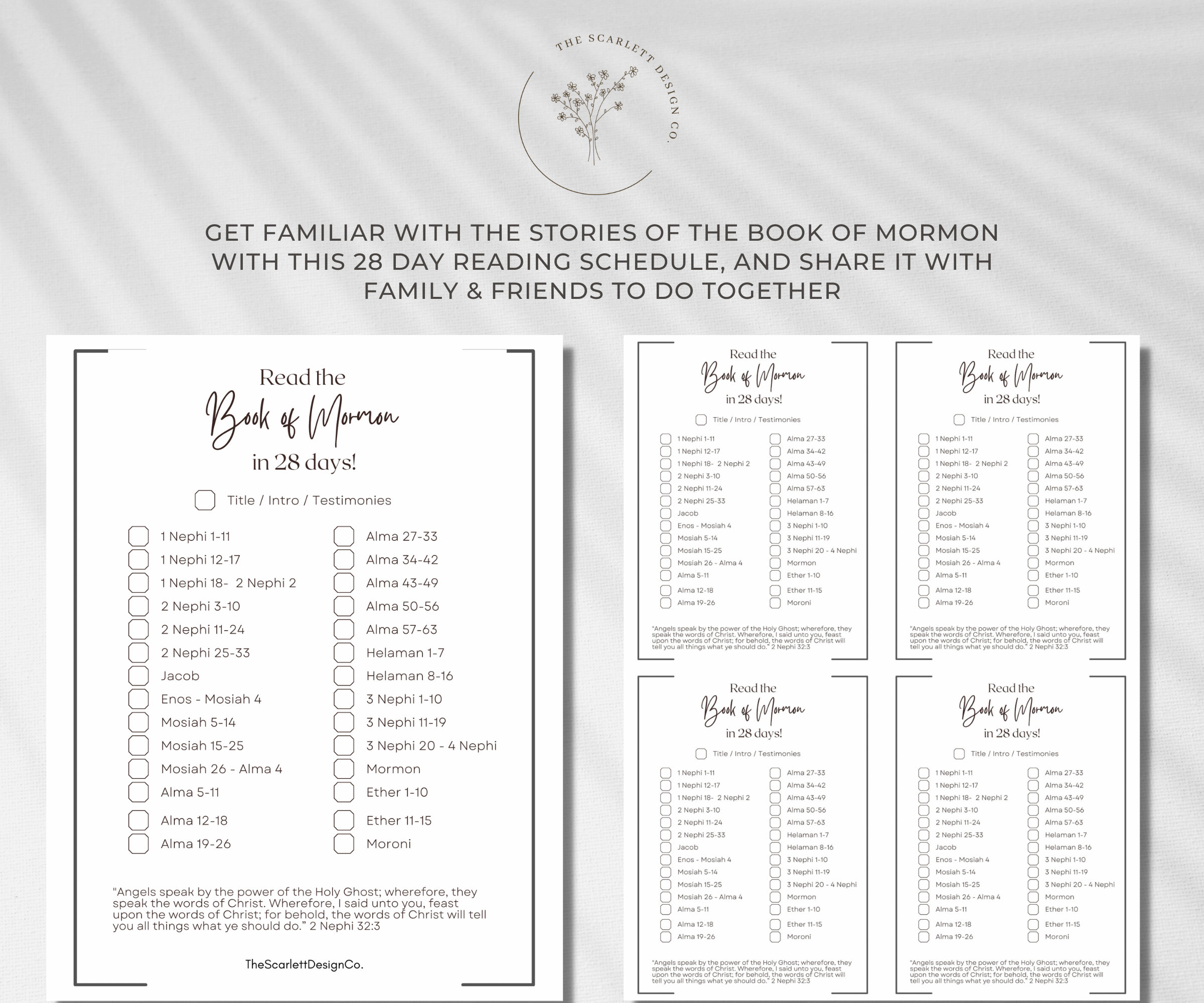 Book of Mormon Reading Charts | Printable Scripture Study Helps ...