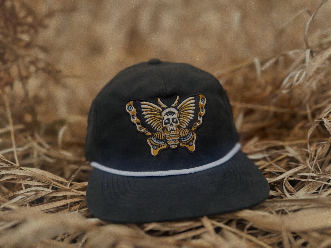 Embroidered Death Head Moth Hat – Americana Tattoo Style Rope Cap - Etsy