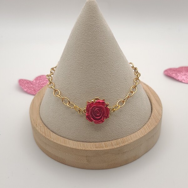 Red Rose Bracelet - Etsy