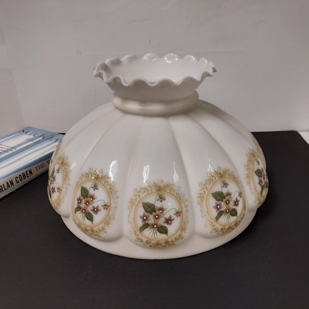 Vintage Floral Pattern Glass Student Lamp Shade, for a 14"fitter - Etsy