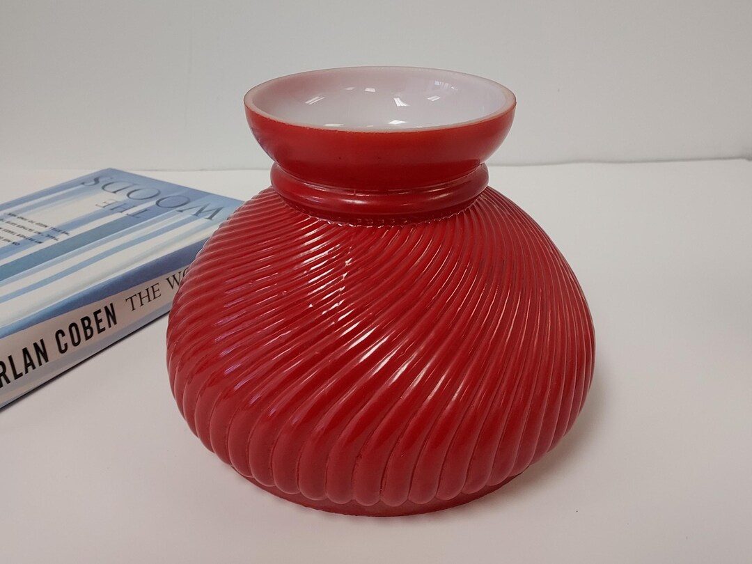 Vintage Student Lamp Glass Shade - Strawberry Swirl for 7"fitter - Etsy