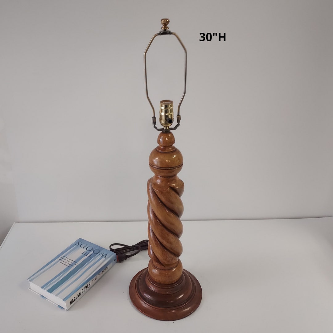 60's Twist Maple Wood Table Lamp, Possibly Handmade - Etsy