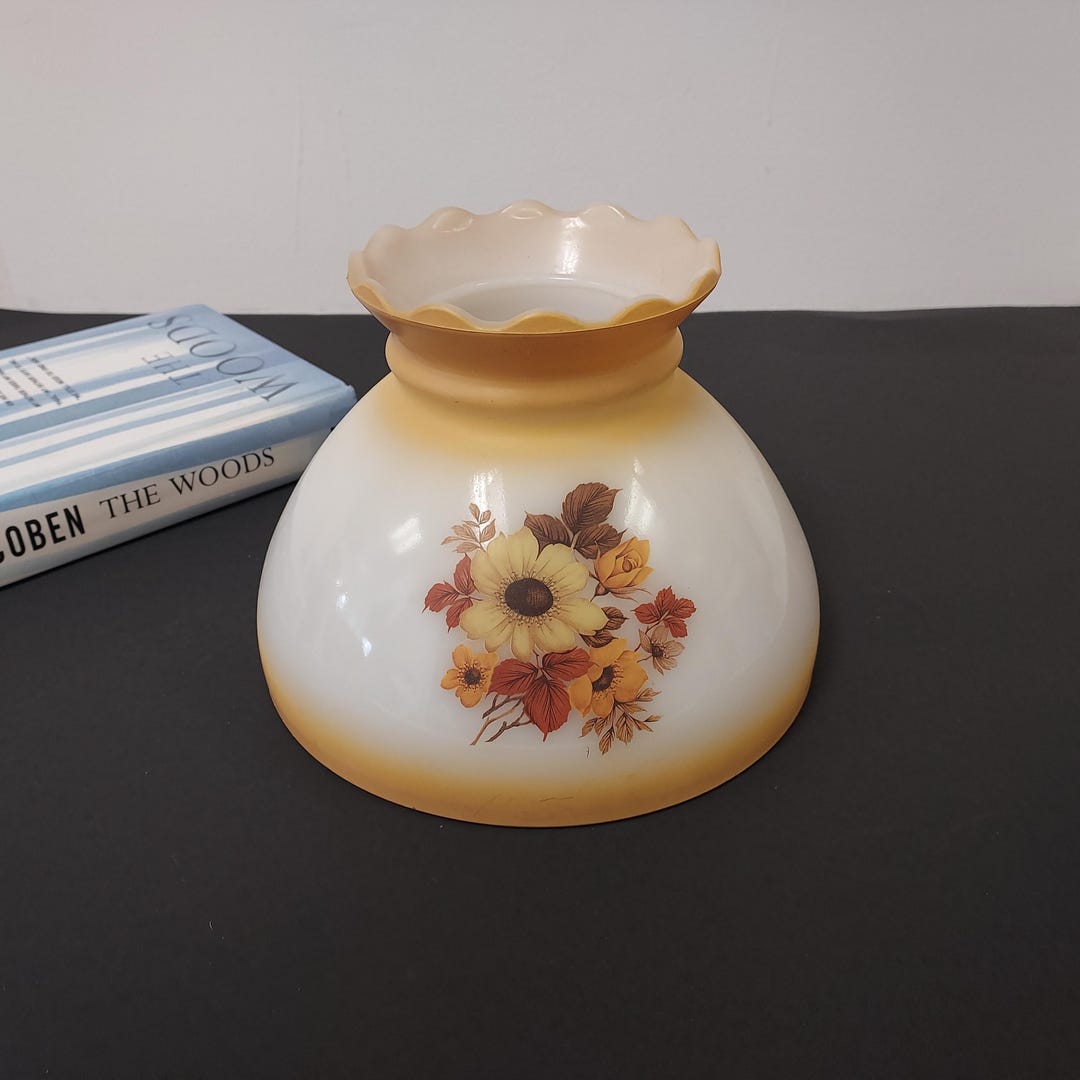 Vintage Student Lamp Glass Shade, Rust Leaf Pattern, for 7"fitter - Etsy