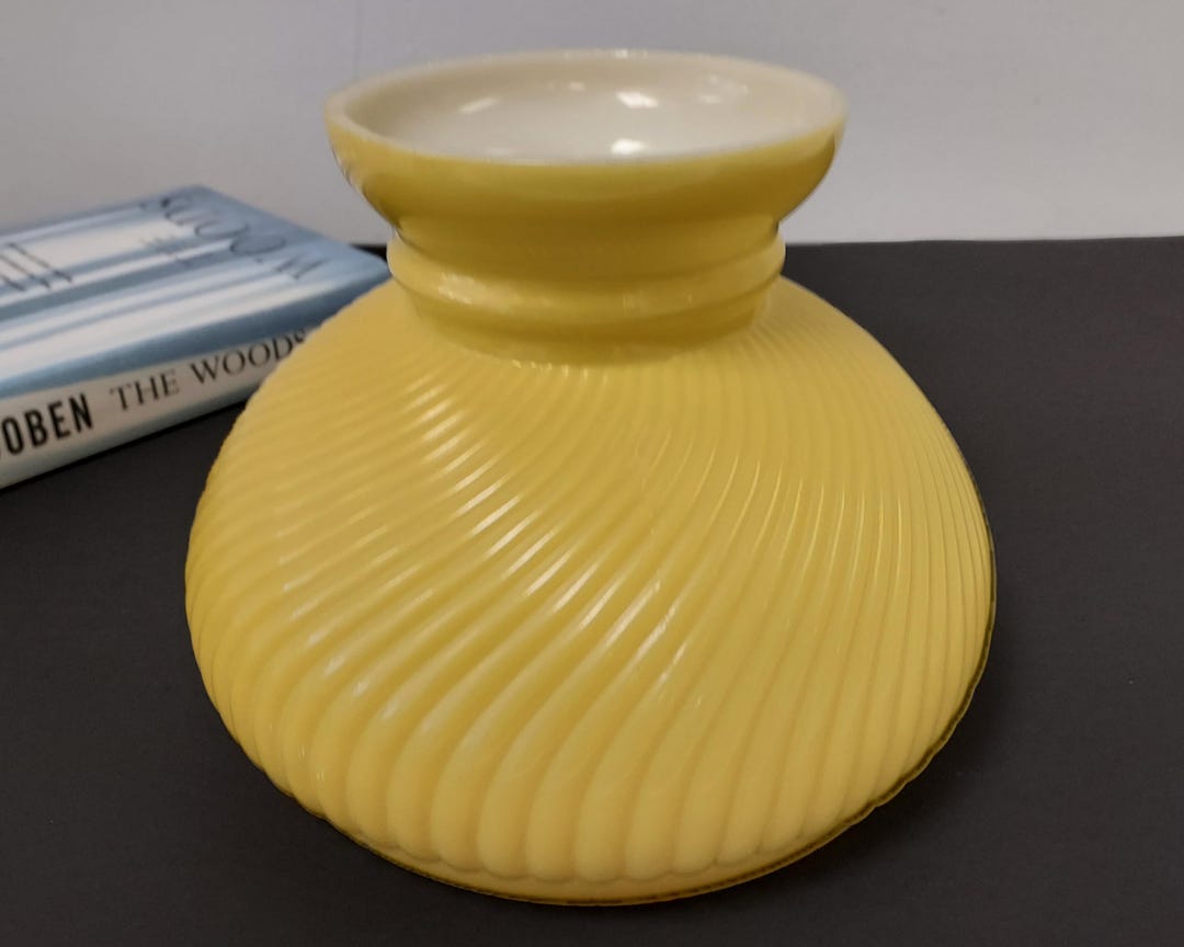 Vintage Student Lamp Glass Shade - Lemon Yellow Swirl for 7"fitter - Etsy