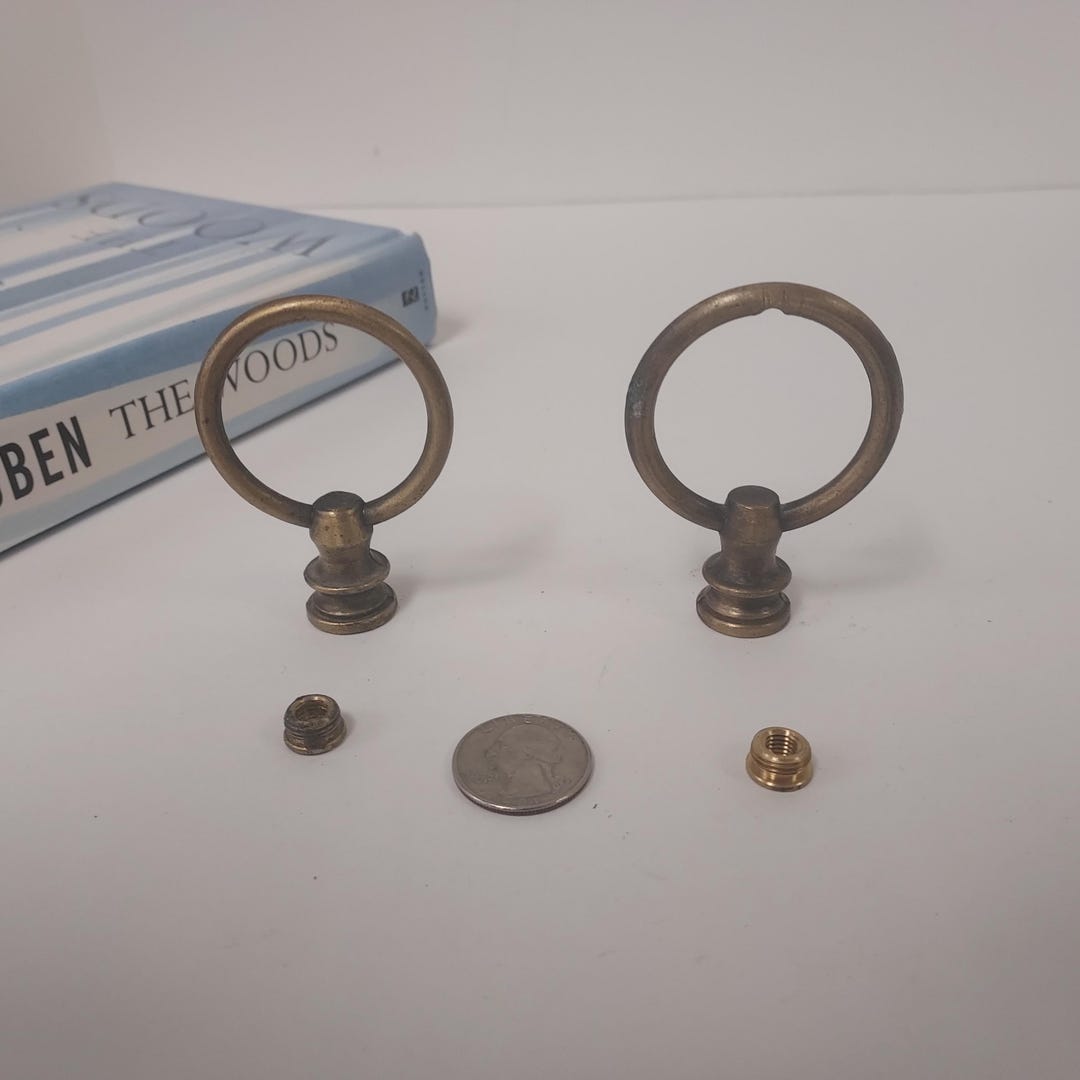 Pair of Vintage Hoop Finials - Antique Brass Finish - Etsy