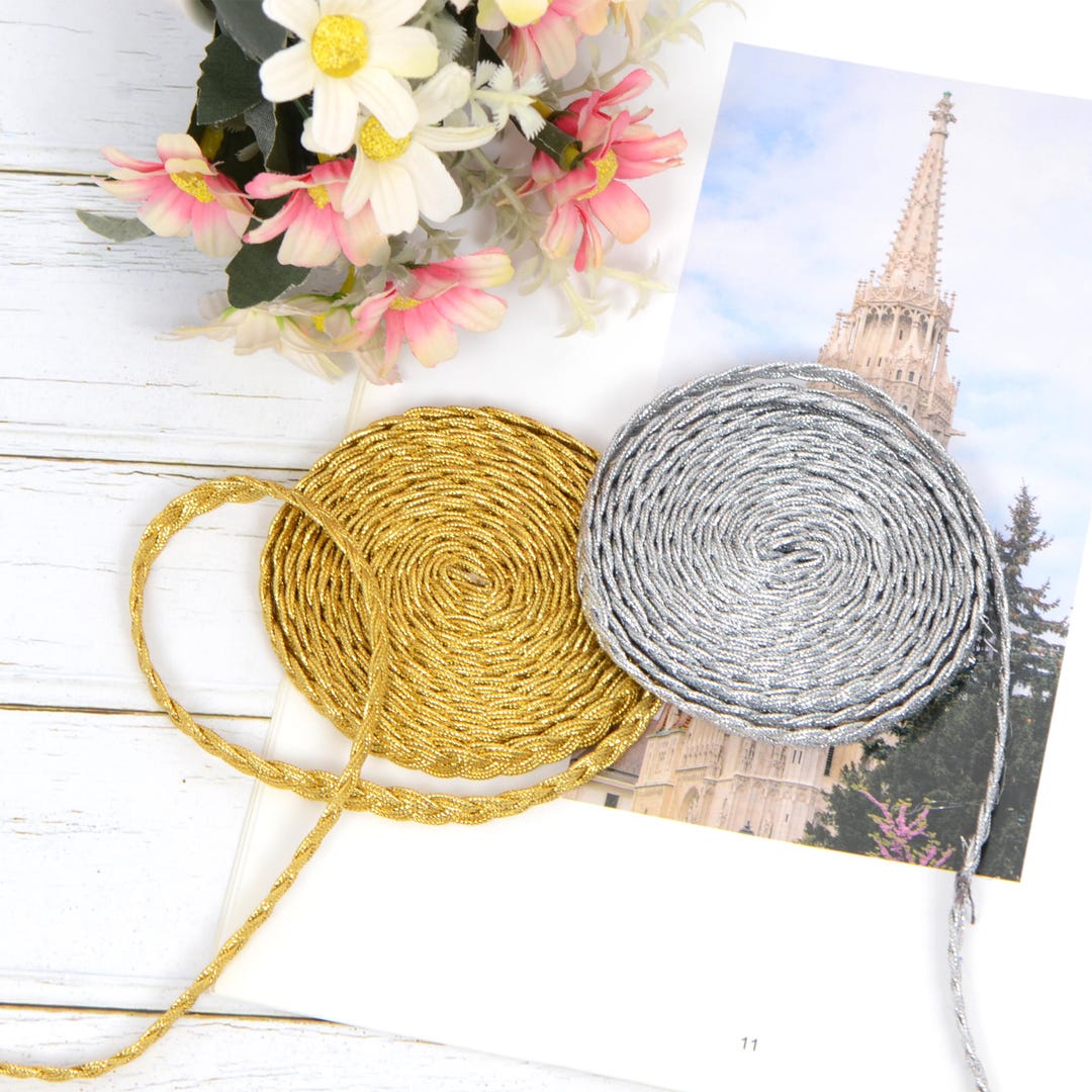 3 Yards 0.3 Inch Gimp Braid Trim, Metallic Woven Trim, Sewing DIY Craft ...