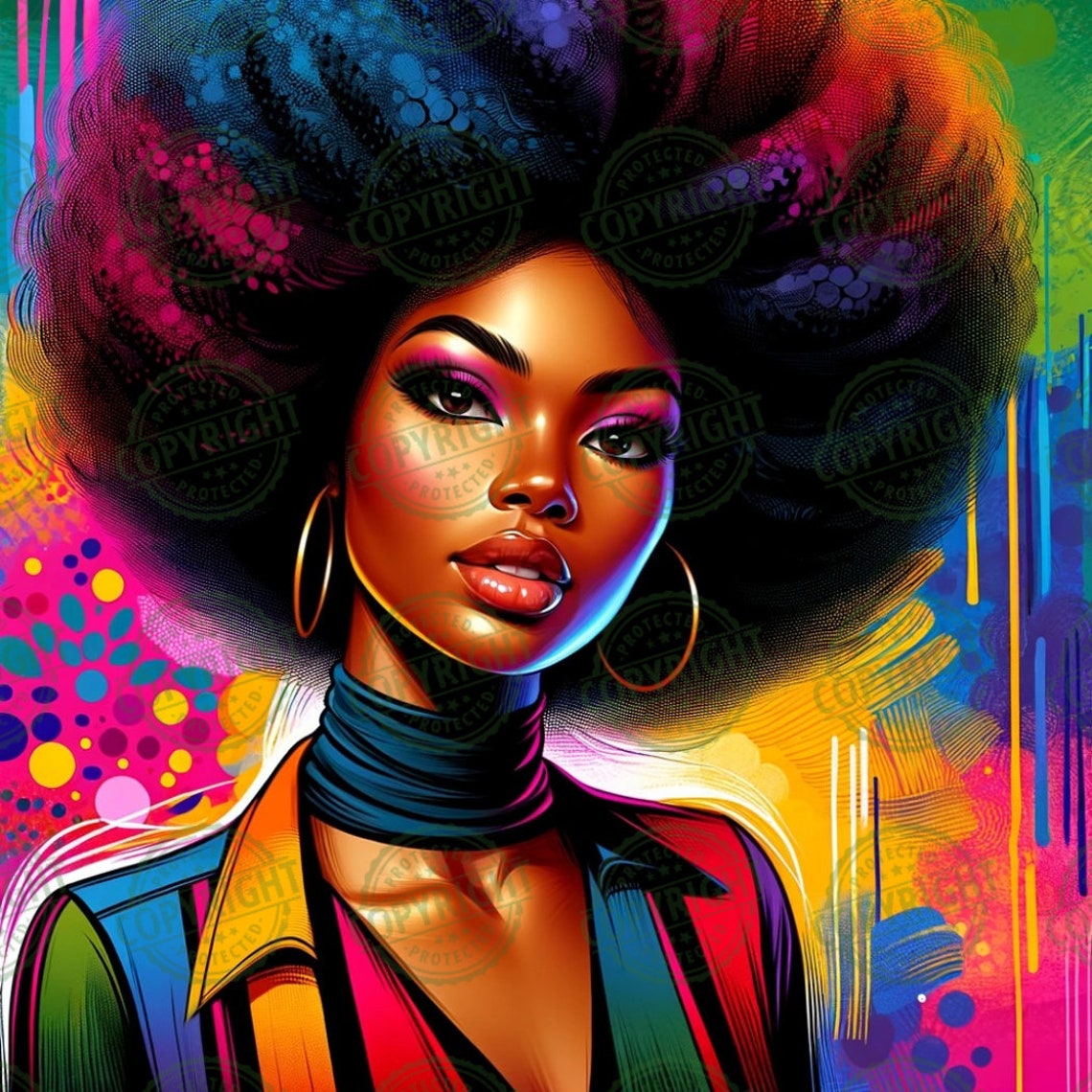 Stunning Digital Artwork - Afro Woman Graphic, Digital Art Versatile ...