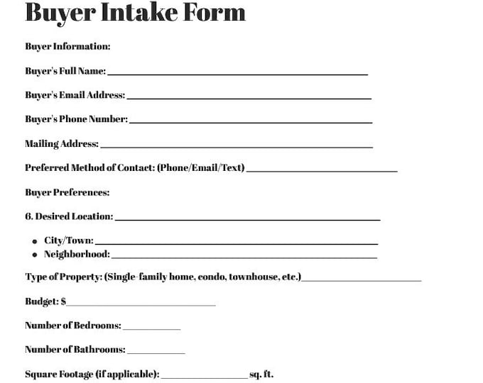Buyer Intake Form Real Estate Agent - Etsy