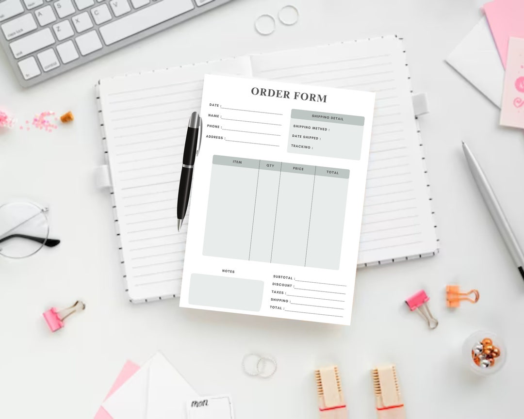 Elegant Business Order Form, Order Template, Printable Invoice ...