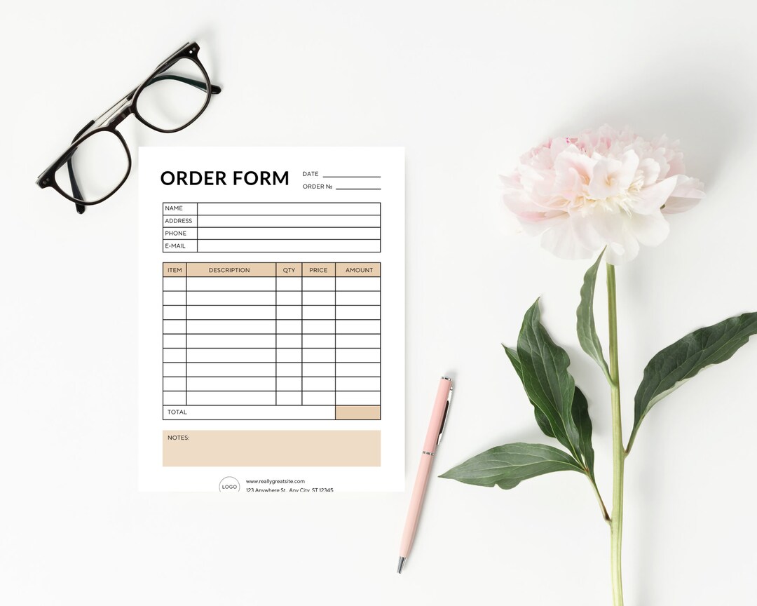 Simple Business Order Form, Order Template, Printable Invoice, Editable ...