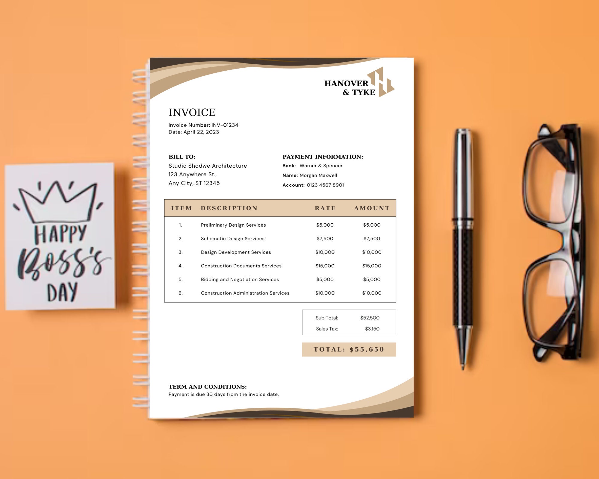 Geometric Invoice Template Template for Small Business - Etsy