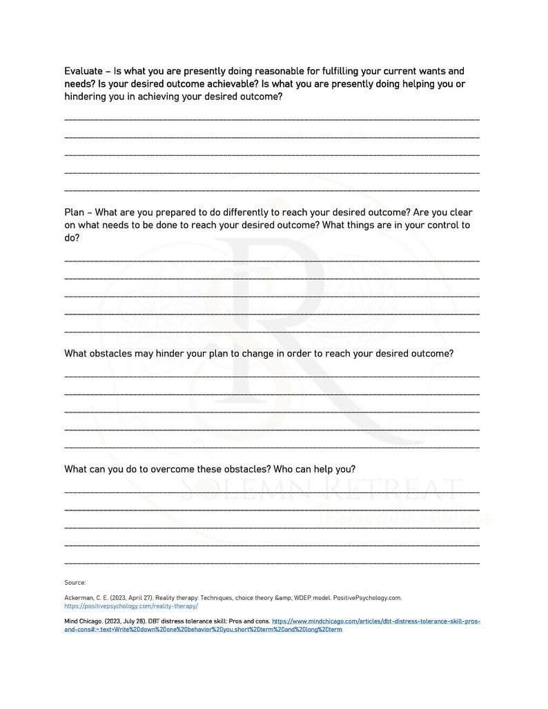 DBT Pros Vs Cons & Reality Therapy WDEP - Etsy