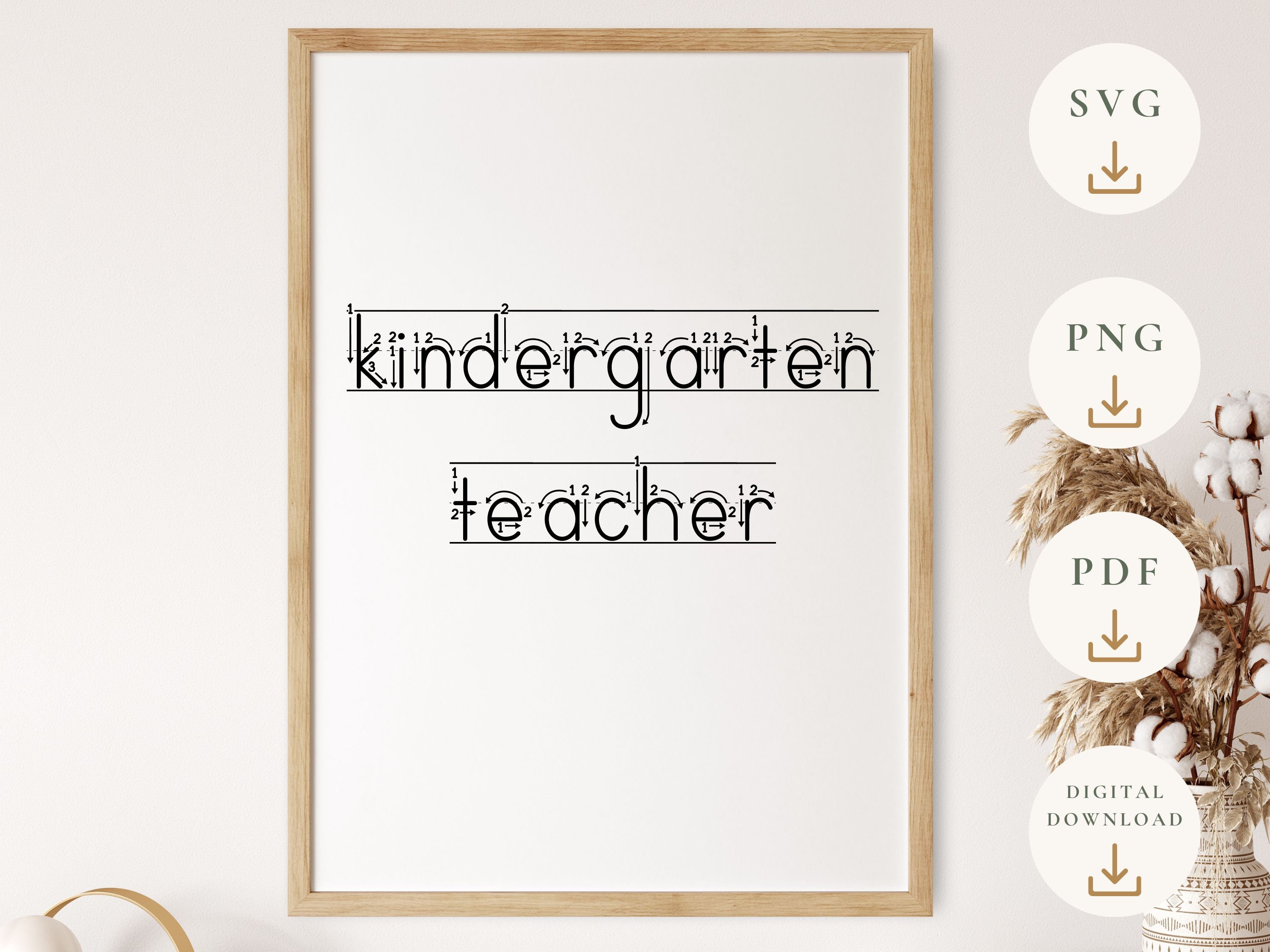 Cute Kindergarten Teacher SVG for Cricut Instant Download, PNG and PDF ...