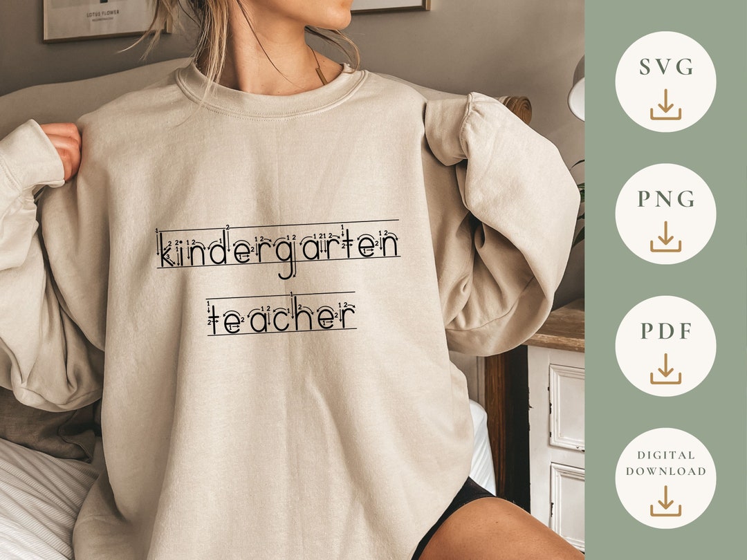 Cute Kindergarten Teacher SVG for Cricut - Instant Download, PNG and ...