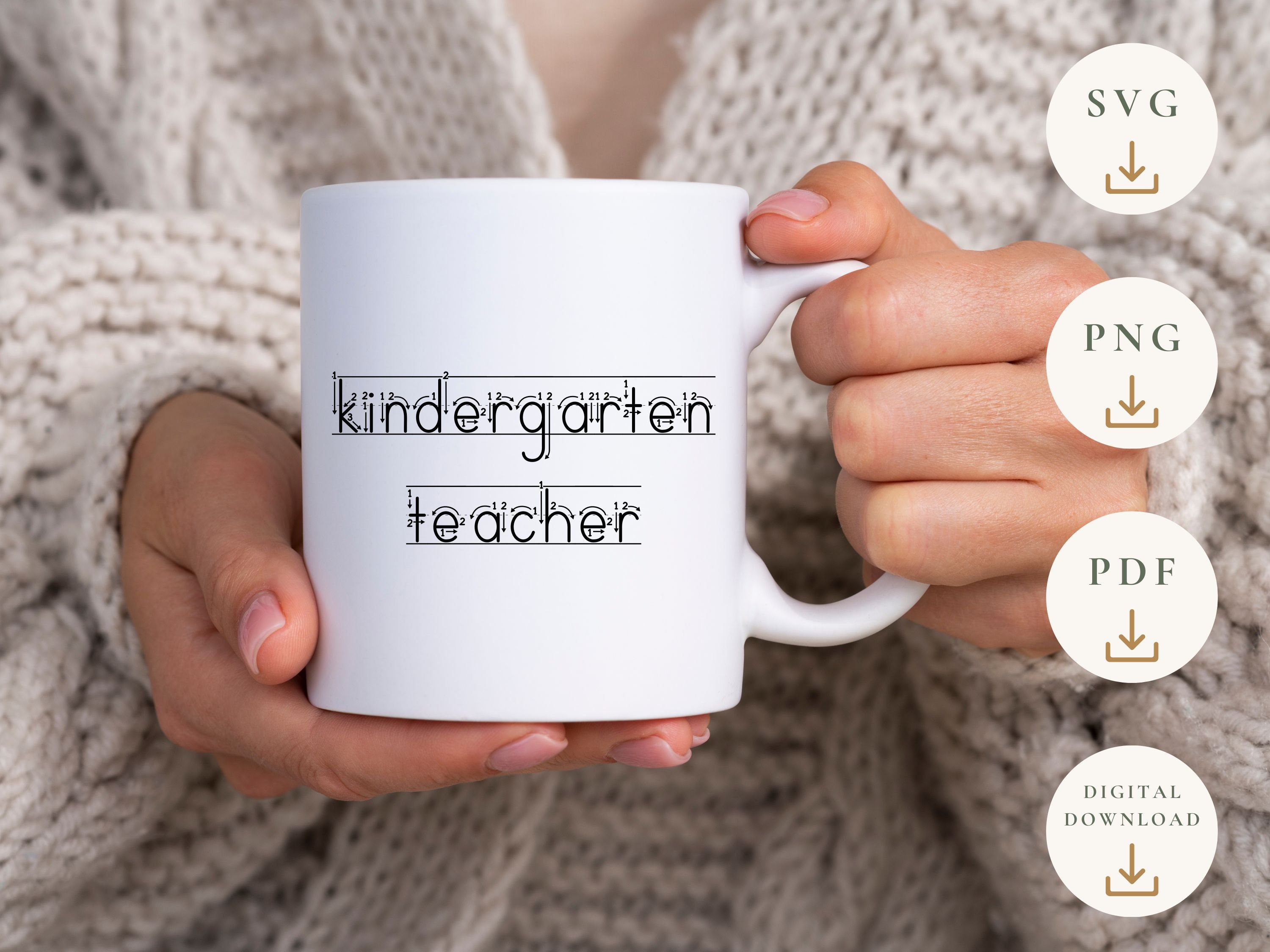 Cute Kindergarten Teacher SVG for Cricut Instant Download, PNG and PDF ...