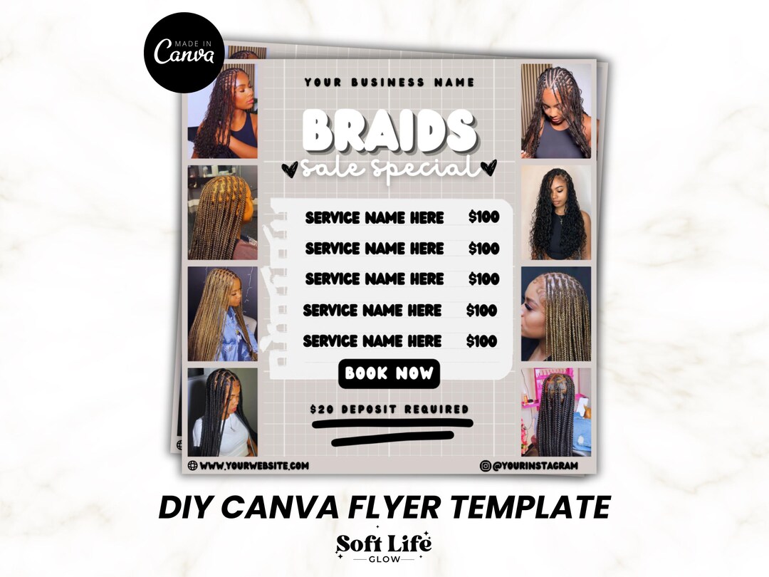 Braids Special Flyer, Knotless Braids Flyer, Braider Flyer, Braids ...