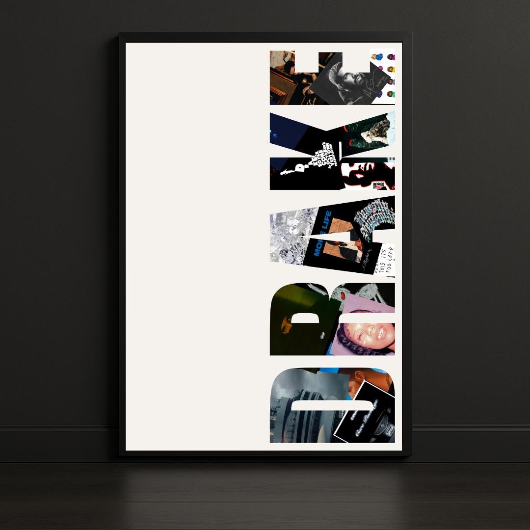 Drake Album Collage Poster, DRAKE Letter Art Print, Hip Hop Wall Art ...