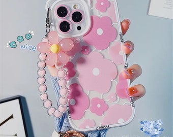 3D Floral Wrist Phone Chain Soft Case for iPhone 15 15 Pro - Etsy