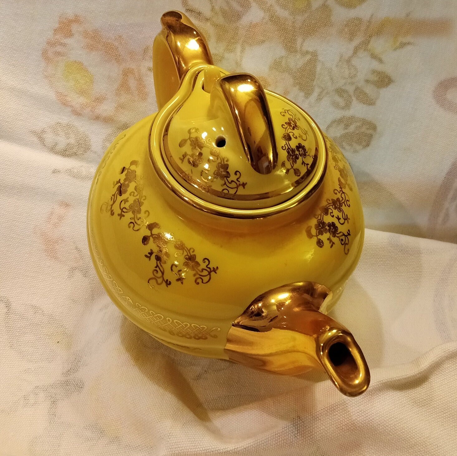 Vintage HALL Ceramic Teapot Yellow and Gold 1930's - Etsy
