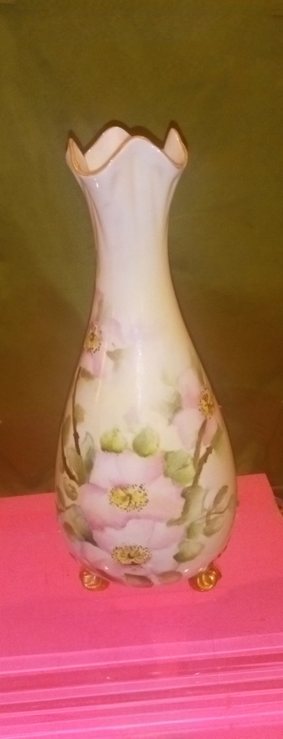 Antq Belleek Willets Hand Painted Porcelain Floral Vase - Etsy