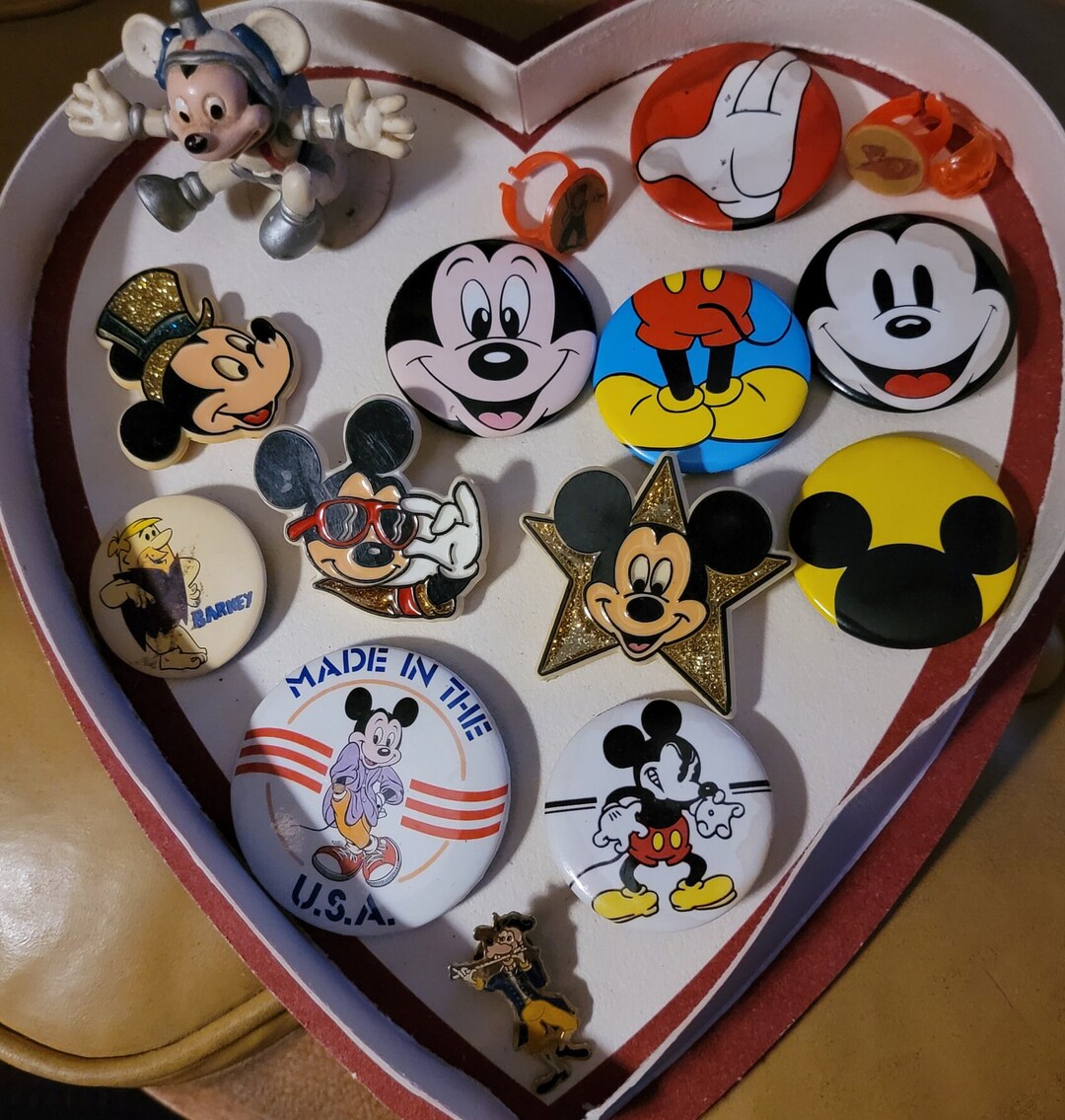 Disney Mickey Mouse Buttons/pins/magnet Figurine - Etsy