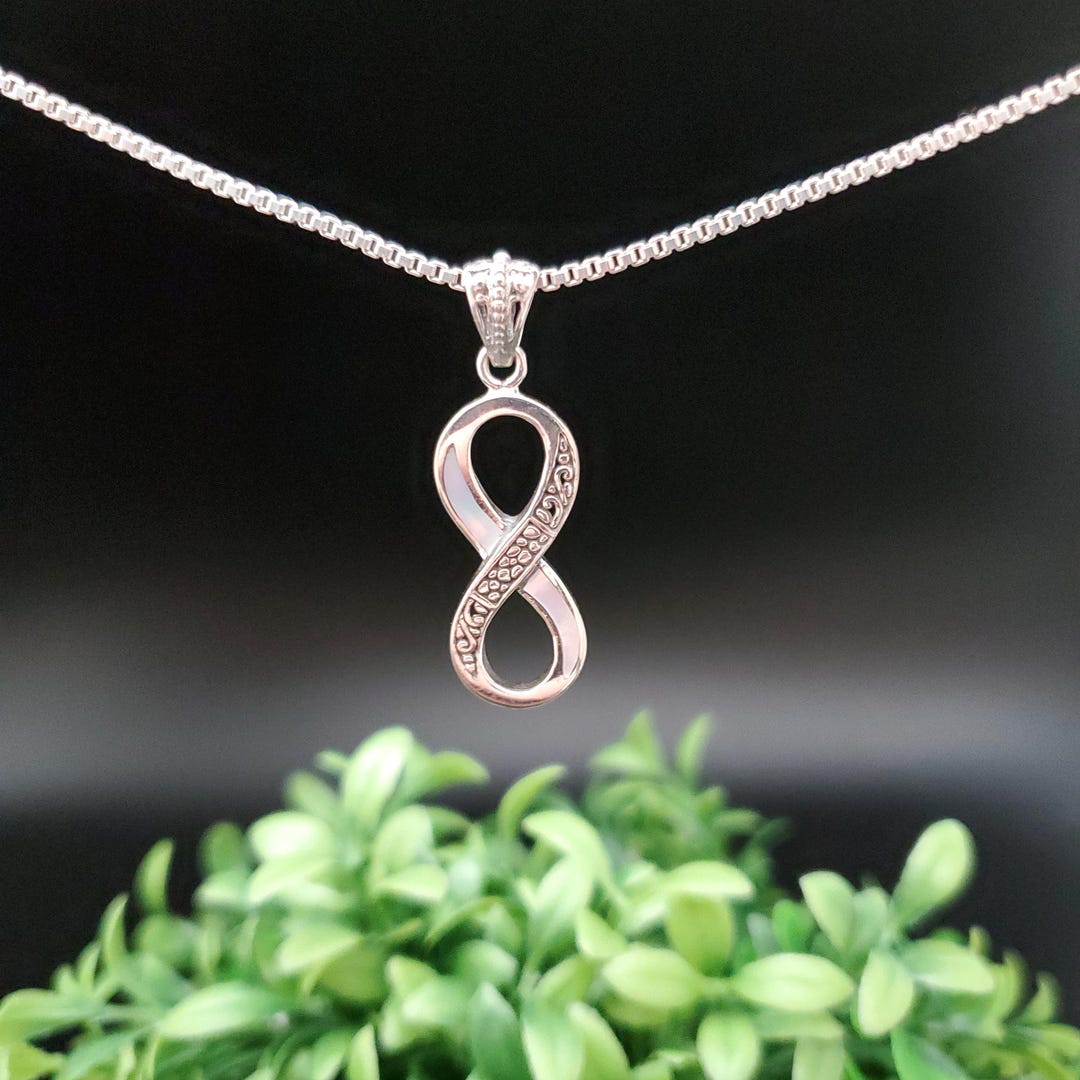 QQ-572 | White Mother of Pearl Infinity Shape Necklace Pendant Option ...