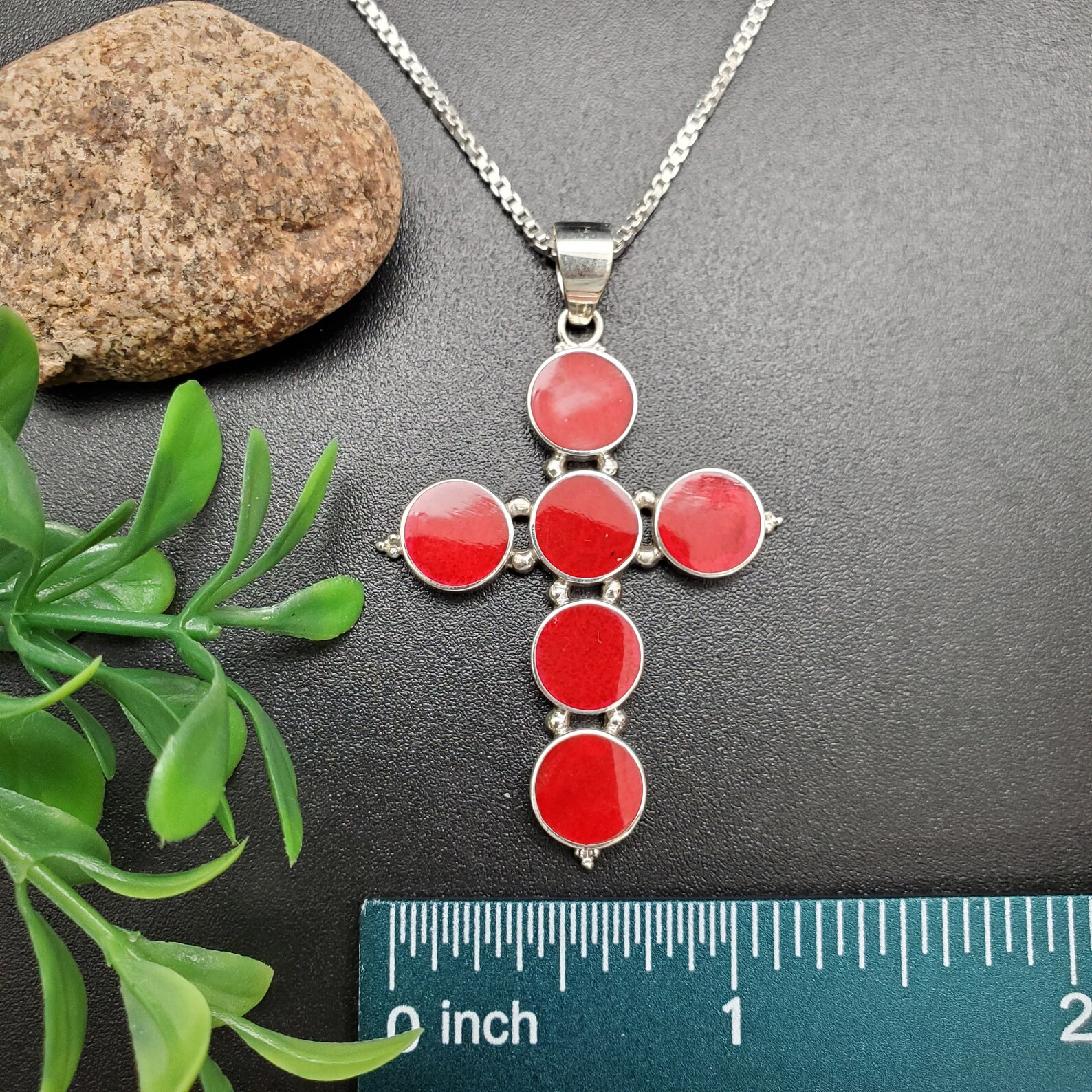 ATS-AYU248 | Lovely Red Coral Inlay Cross Necklace Pendant Option With ...