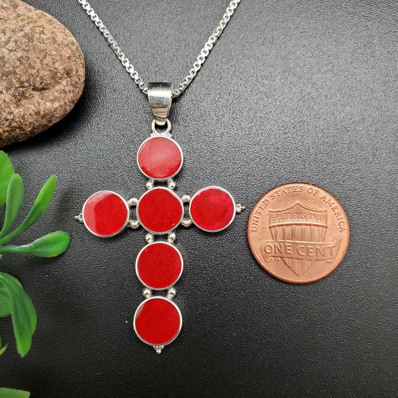 ATS-AYU248 | Lovely Red Coral Inlay Cross Necklace Pendant Option With ...
