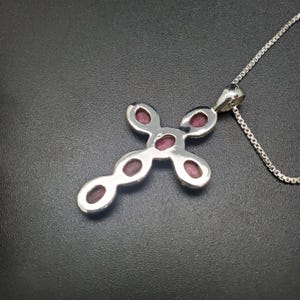 ATS PD254 Pink Ruby Cross Pendant Necklace Sterling Silver Pink Ruby ...