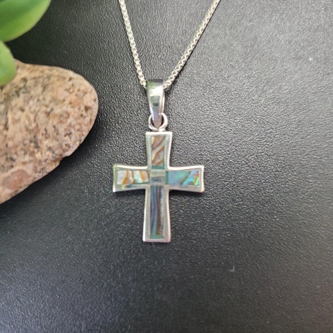 QQ-670 | Inlay Abalone Shell Cross Necklace Pendant Option With Silver ...