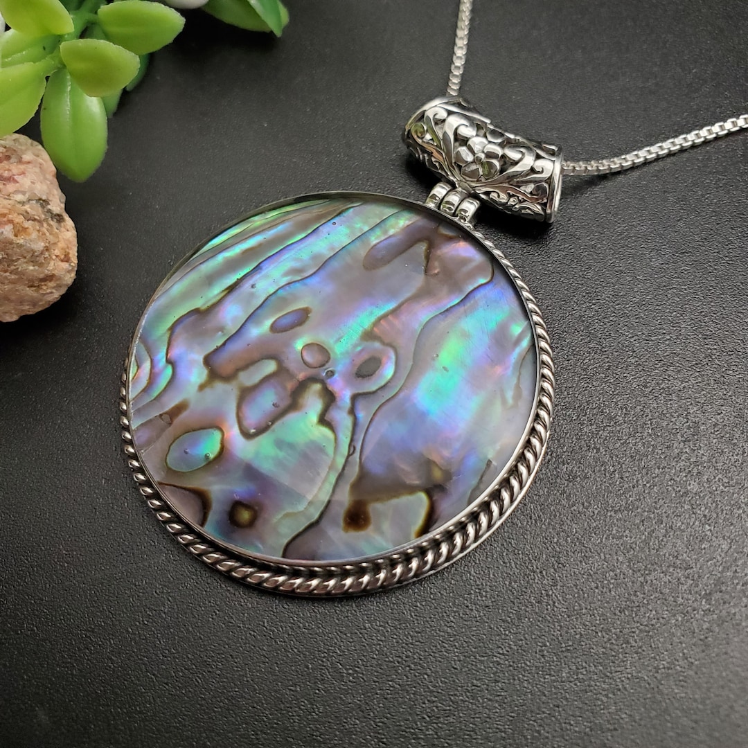 FFD #412 | Inlay Abalone Shell Necklace Pendant Option With Silver ...