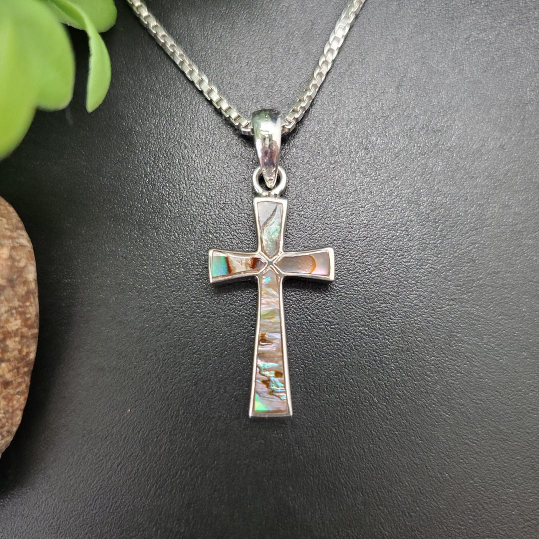 FFD #368 | Inlay Abalone Shell Cross Necklace Pendant Option With ...