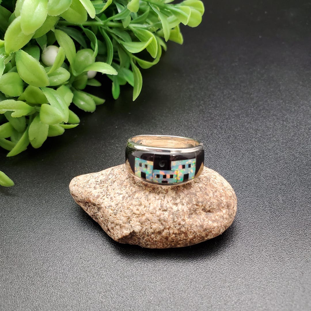 GG-138 | Unisex Inlay Adobe Ring | Micro Inlay Southwest Ring ...