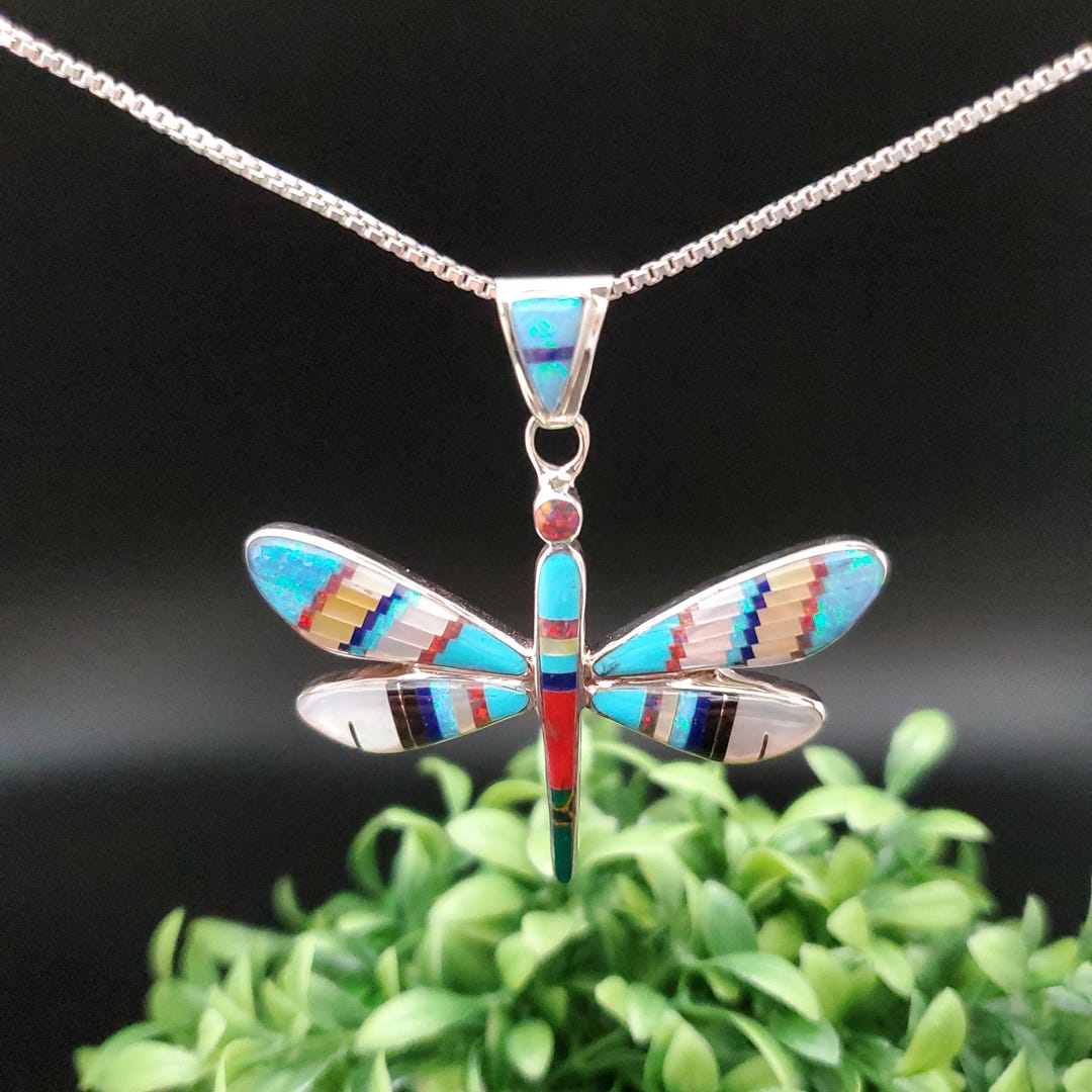 QQ-539 | Unique Inlay Southwest Dragonfly Necklace Pendant Option With ...