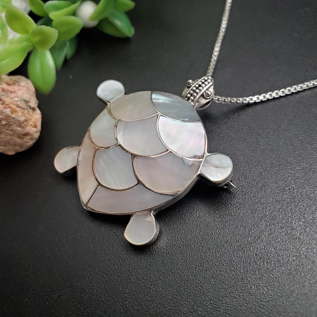 FFD #459 | Big Mother of Pearl Sea Turtle Necklace Pendant Option ...