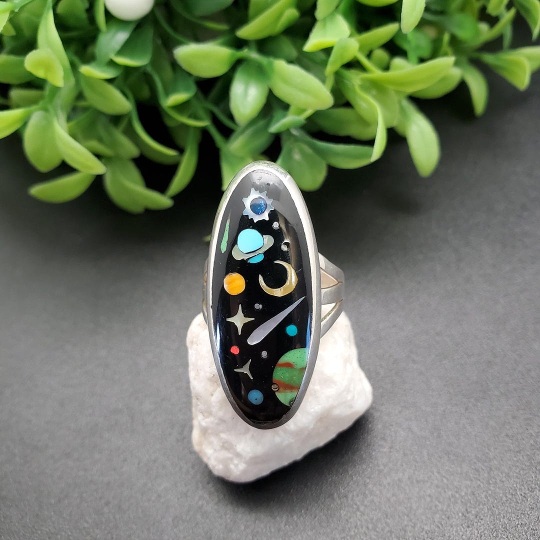 GG-032 | Silver Inlay Galaxy Ring | Micro Inlay Southwest Ring ...