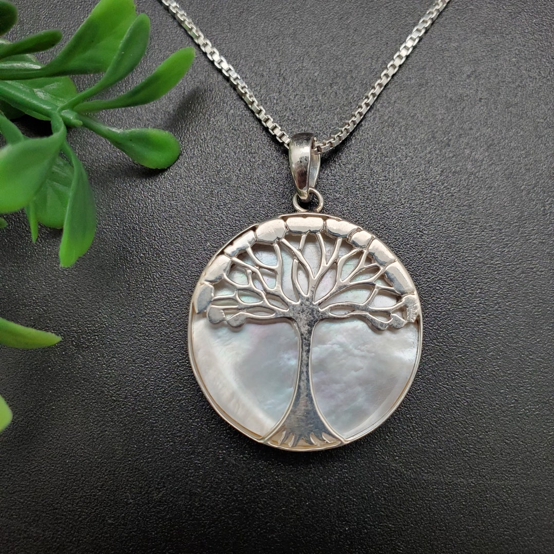 ATS-AYU244 | White Mother of Pearl Money Tree Necklace Pendant Option ...