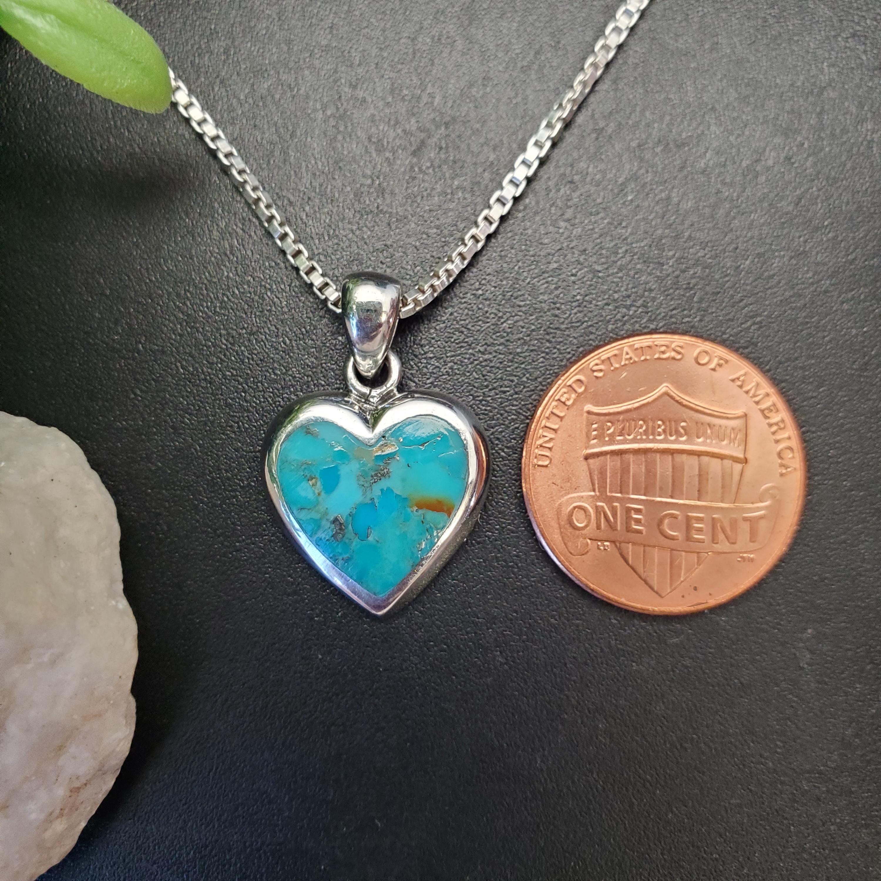 FFD-901 | Lovely Inlay Turquoise Heart Necklace Pendant With Option ...