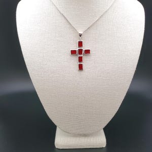 QQ-558 | Lovely Red Coral Inlay Cross Necklace Pendant Option With ...