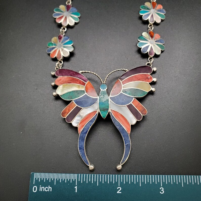 QQ-137 | Unique Inlay Multicolor Flower Butterfly Necklace 18 to 20 ...