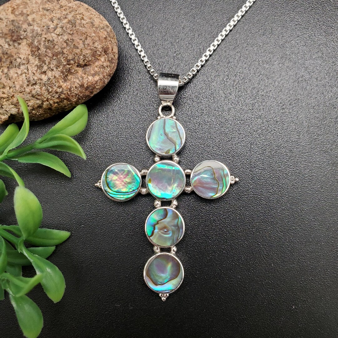 ATS-AYU249 | Inlay Abalone Shell Cross Necklace Pendant Option With ...
