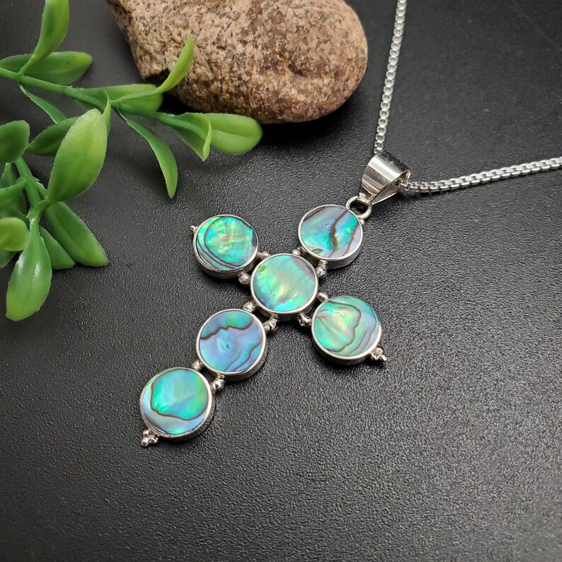 ATS-AYU249 | Inlay Abalone Shell Cross Necklace Pendant Option With ...