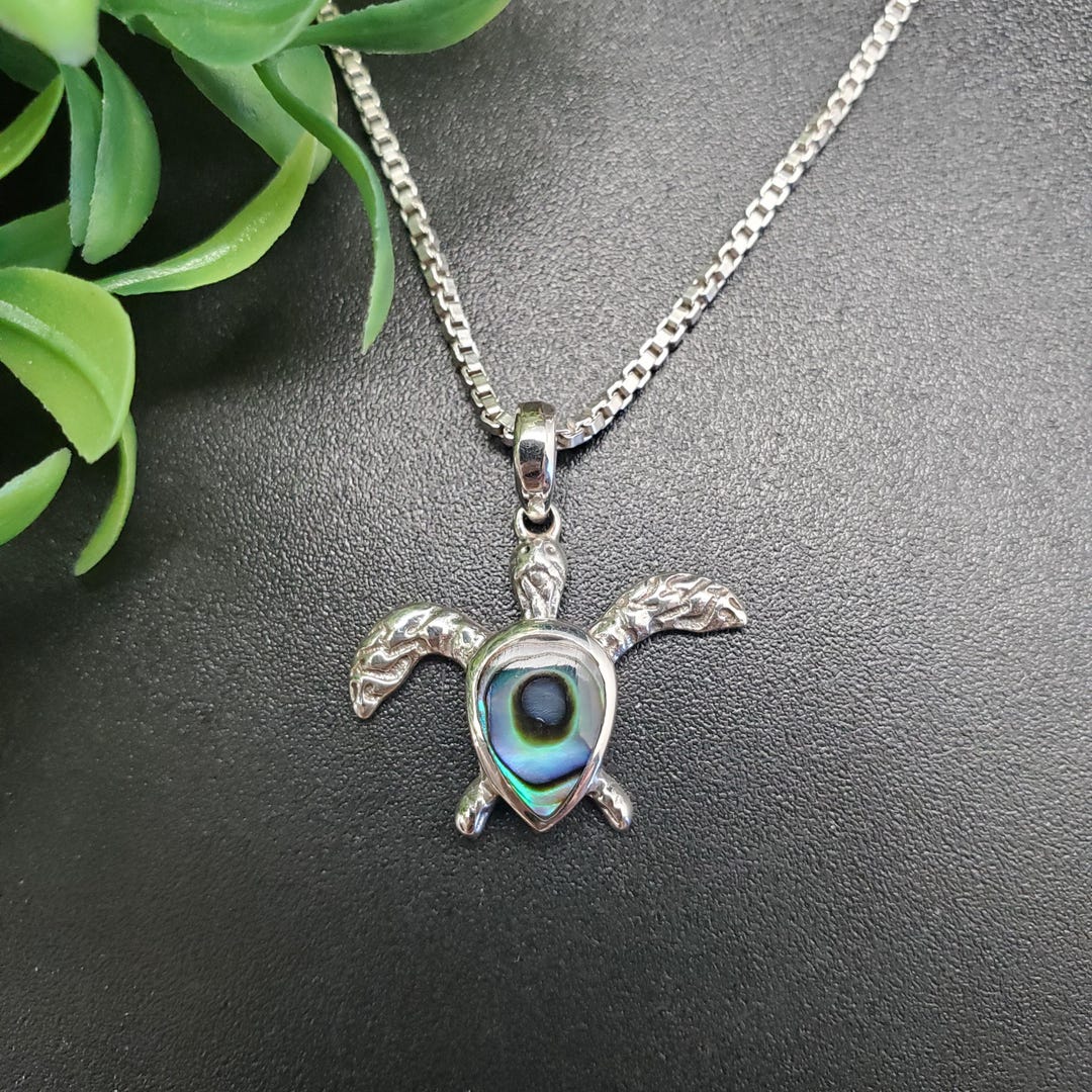 ATS-AYU065 | Abalone Shell Inlay Sea Turtle Shape Necklace Pendant ...