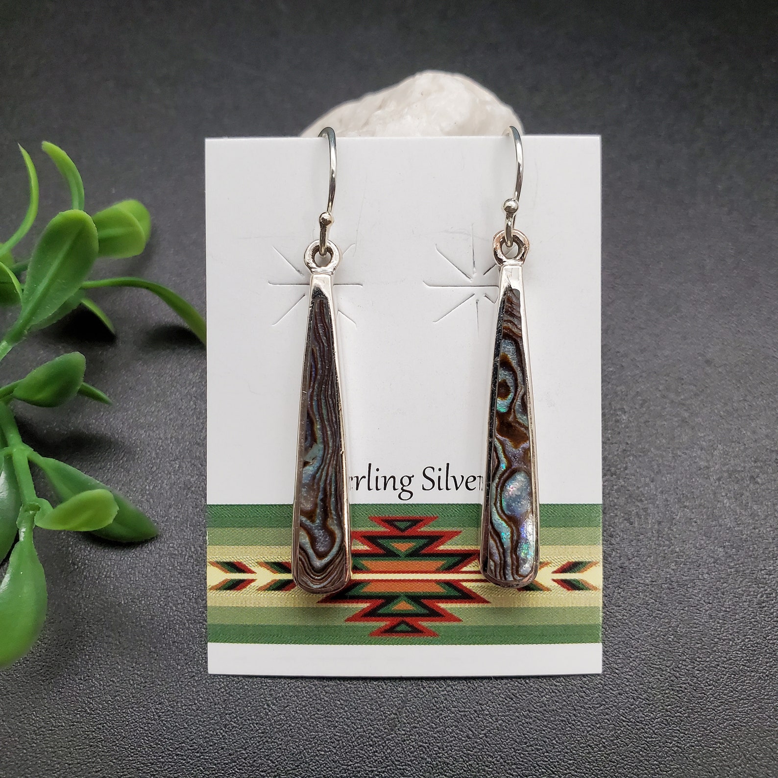 ATS-AYU125 Abalone Shell Inlay Stick Dangle Earrings - Etsy