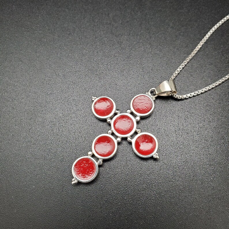 ATS-AYU248 | Lovely Red Coral Inlay Cross Necklace Pendant Option With ...